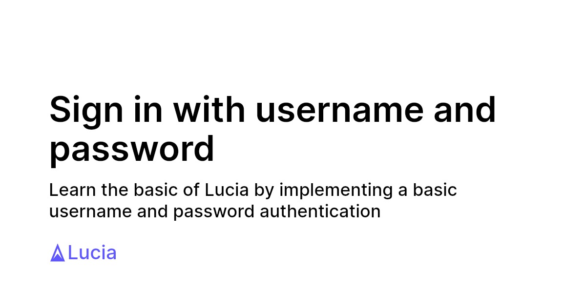 Sign in with username and password · Lucia