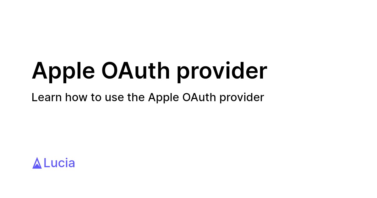 Apple OAuth provider · Lucia