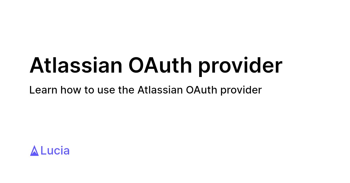 Atlassian OAuth provider · Lucia
