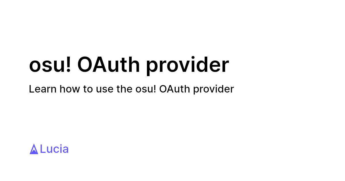 osu! OAuth provider · Lucia