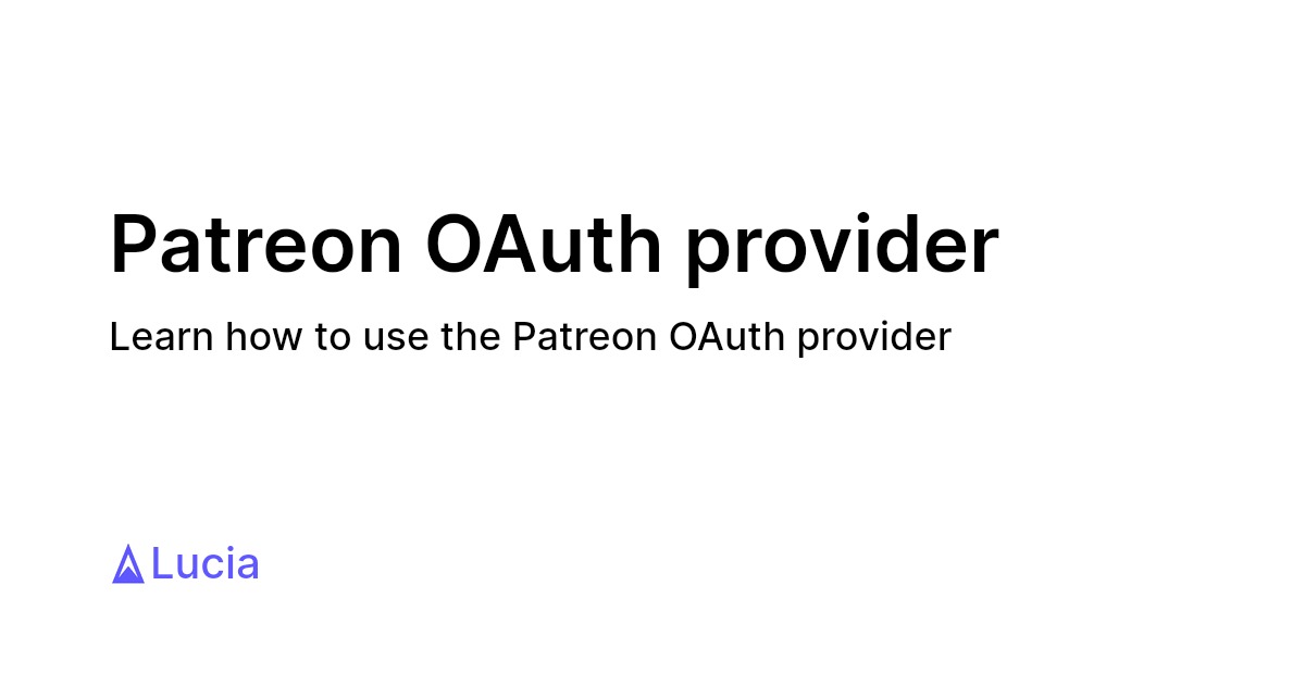 Patreon OAuth provider · Lucia