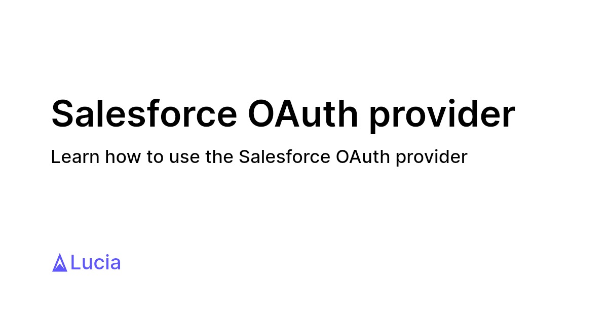Salesforce Oauth Provider · Lucia