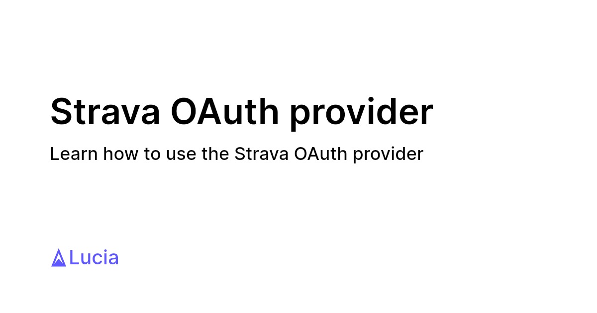Strava OAuth provider · Lucia